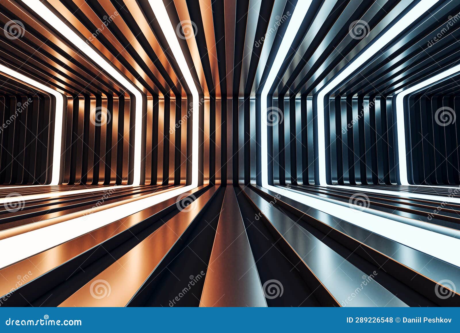 Modern Metal Interior at an Angle. 3D Rendering Stock Illustration ...