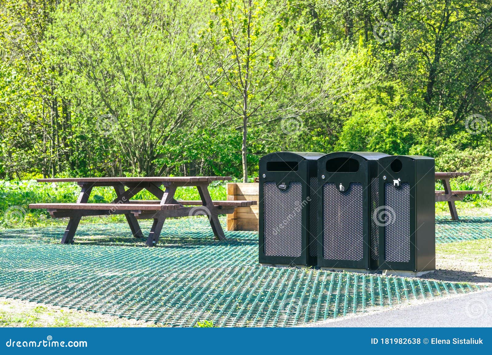 Modern, Metal Containers for Separate Waste Collection in the Park ...