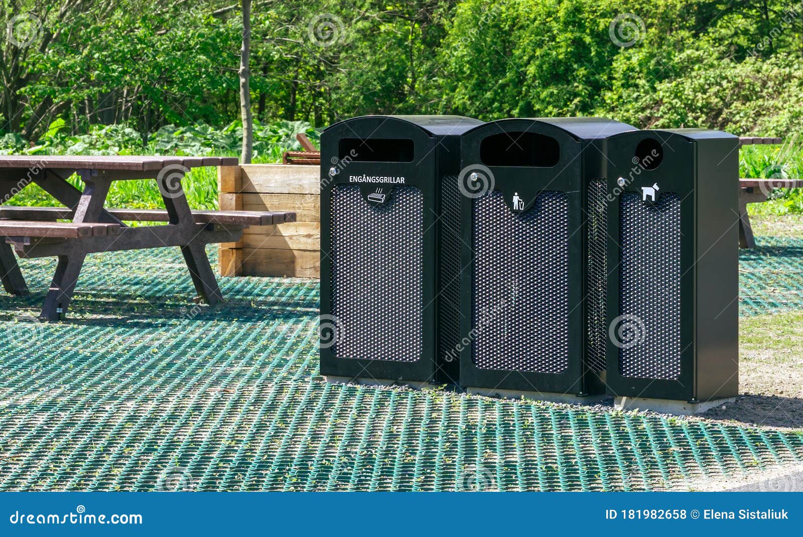 Modern, Metal Containers for Separate Waste Collection in the Park ...