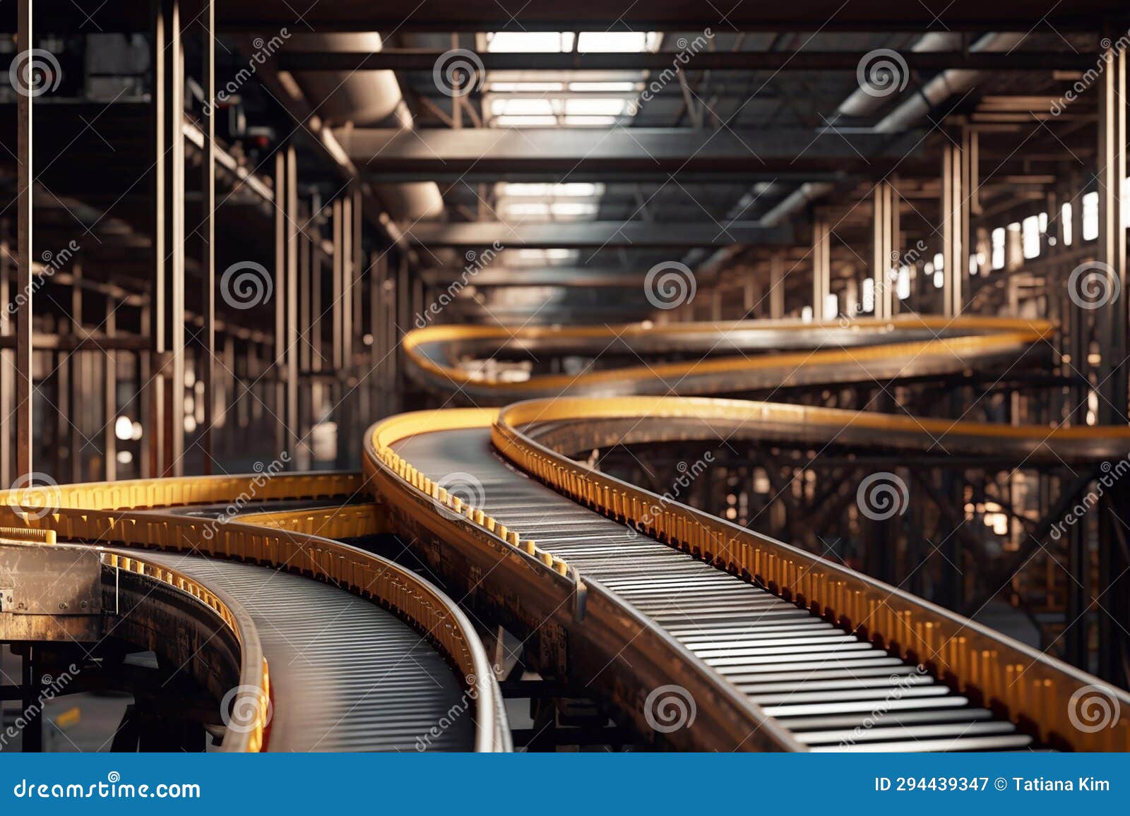 Modern Metal Conveyor in a Factory Close-up Front View. Stock ...