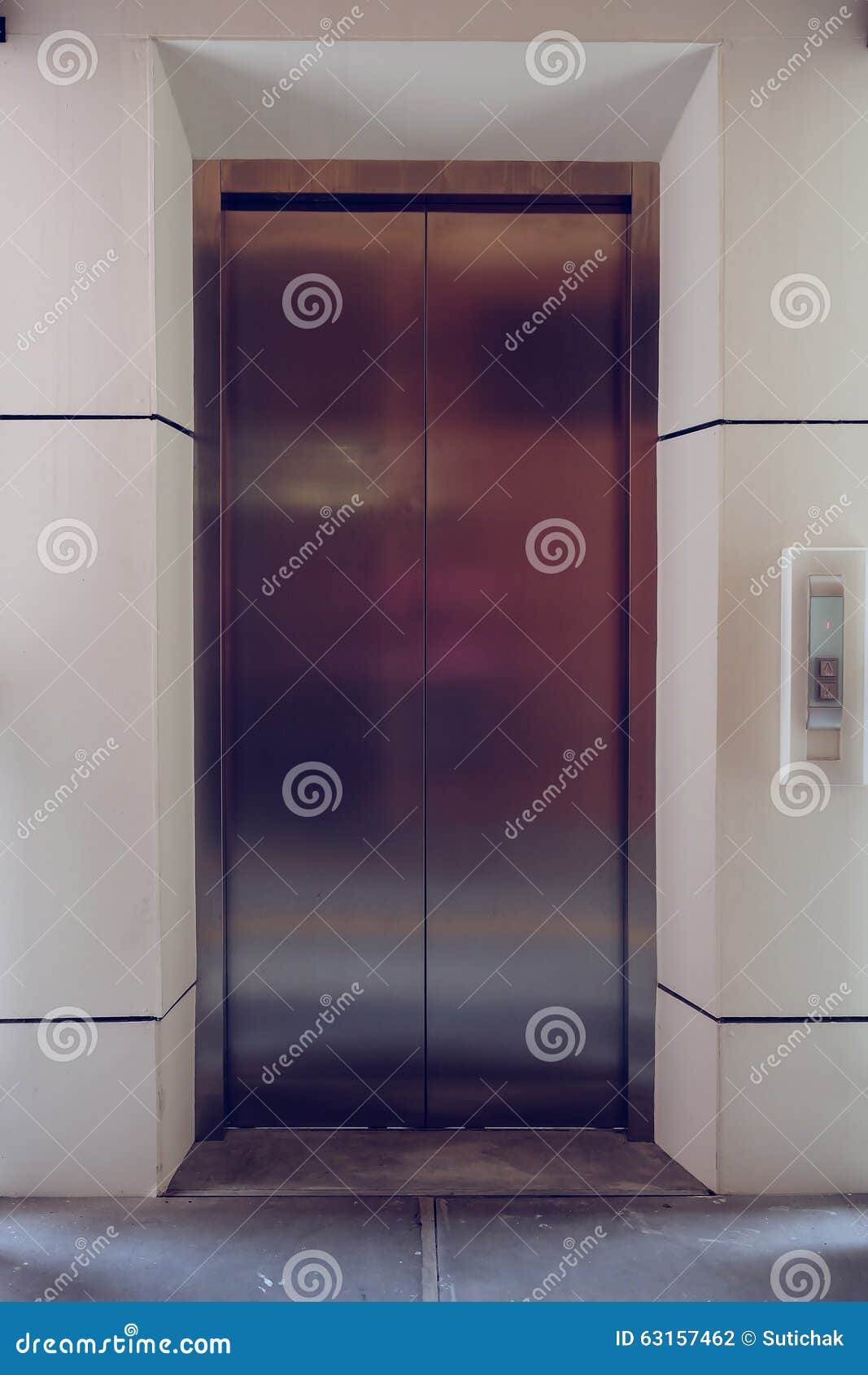 Modern Metal Elevator Close Door in Building Stock Photo - Image of ...