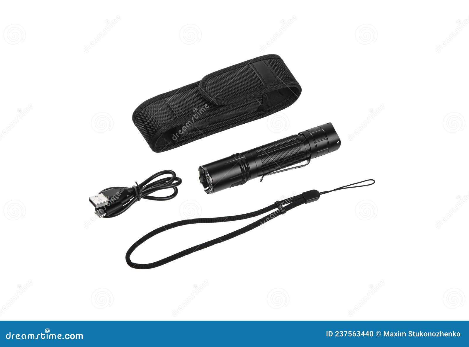 Modern Metal LED Flashlight. Portable Lighting Device Stock Photo ...