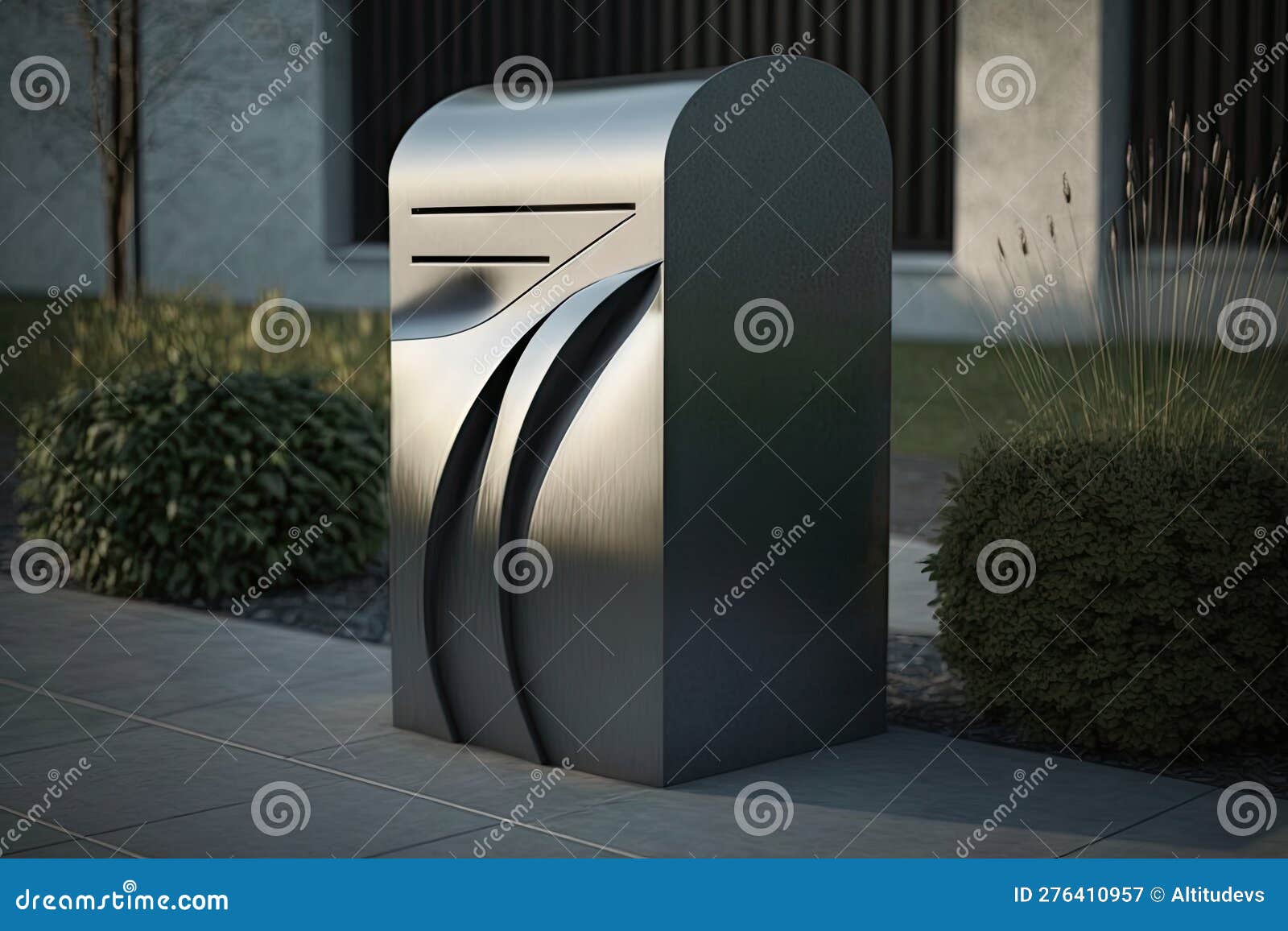 Modern Metal Mailbox with Sleek Design in Urban Setting Stock Image ...