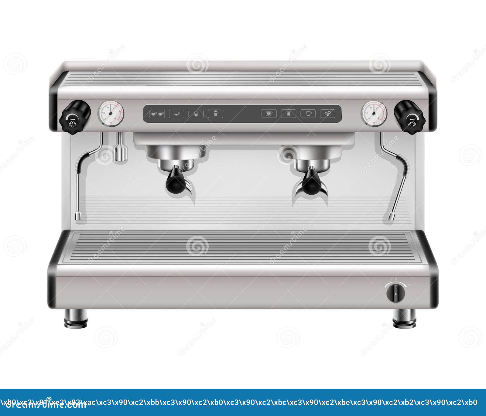 Modern Metal Professional Coffee Machine on Two Cups Front View ...