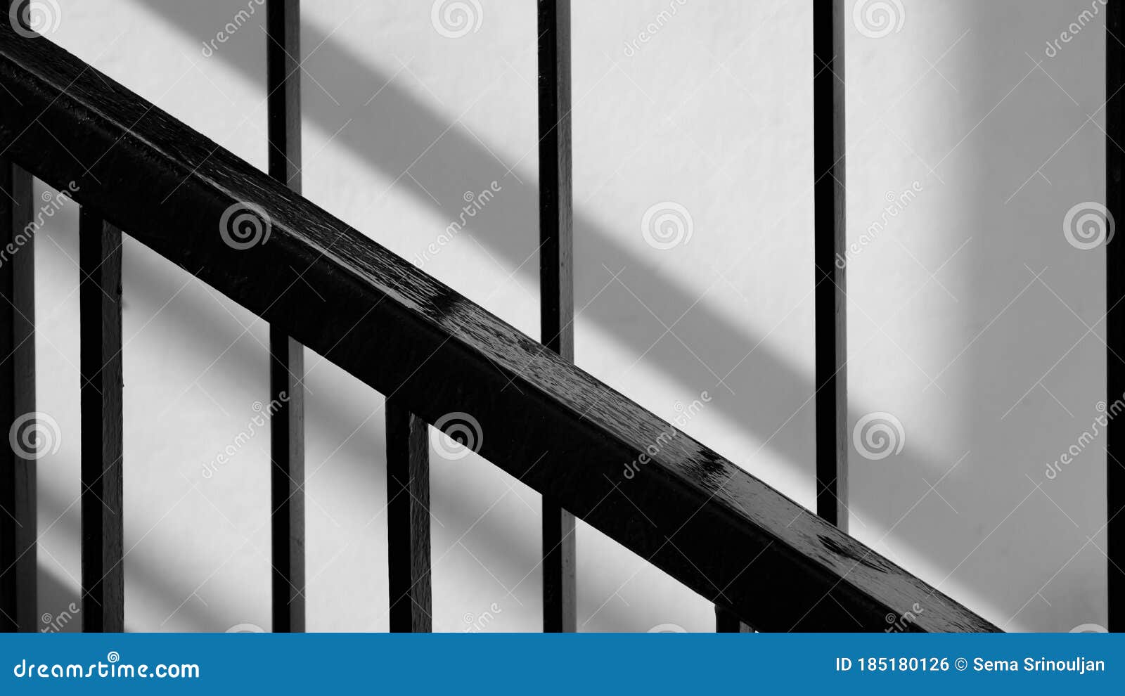 Modern Metal Railing at Staircase with Shadow in a Modern Concrete ...