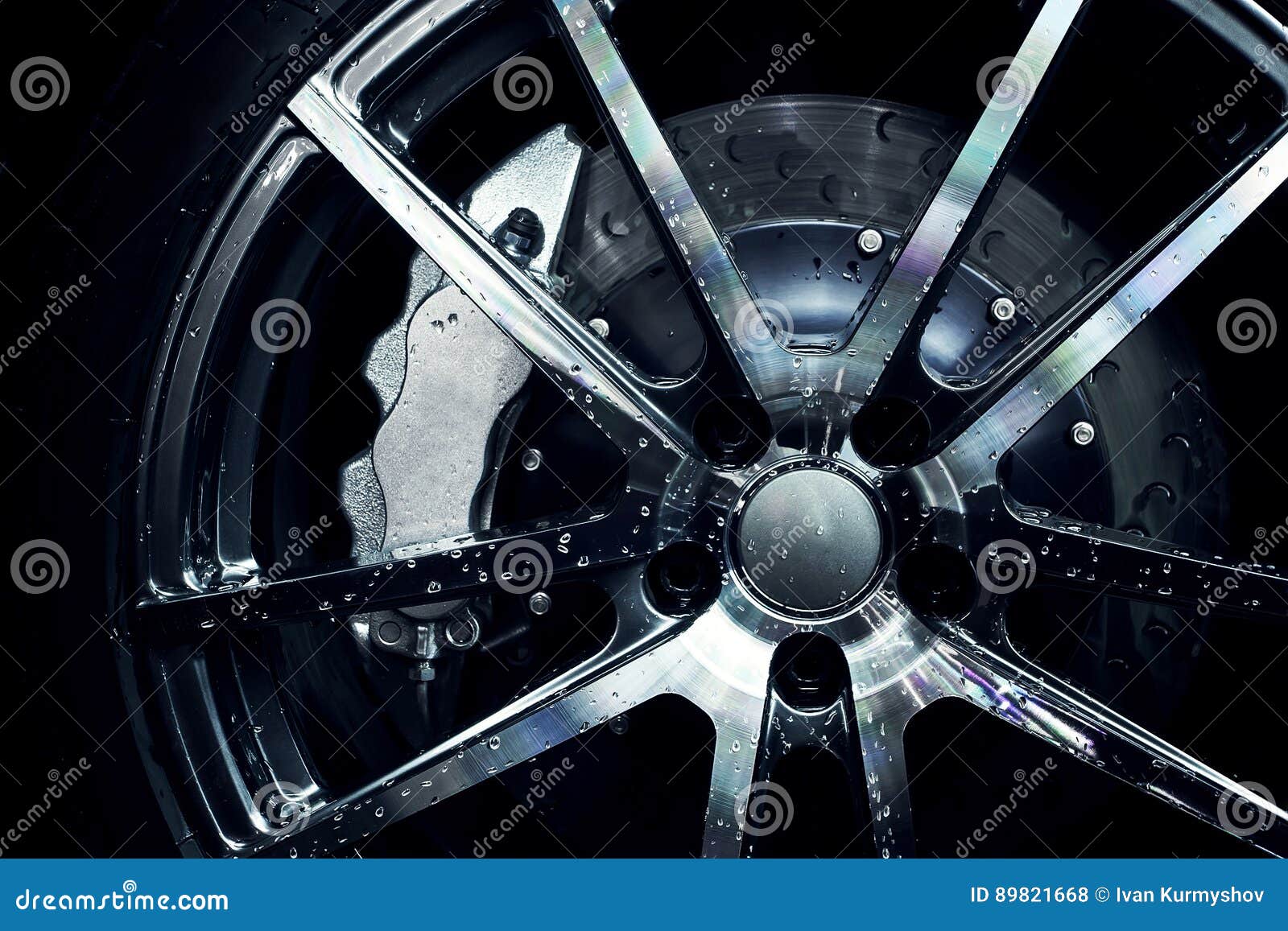 Modern metal rims on car stock photo. Image of tire, pads - 89821668