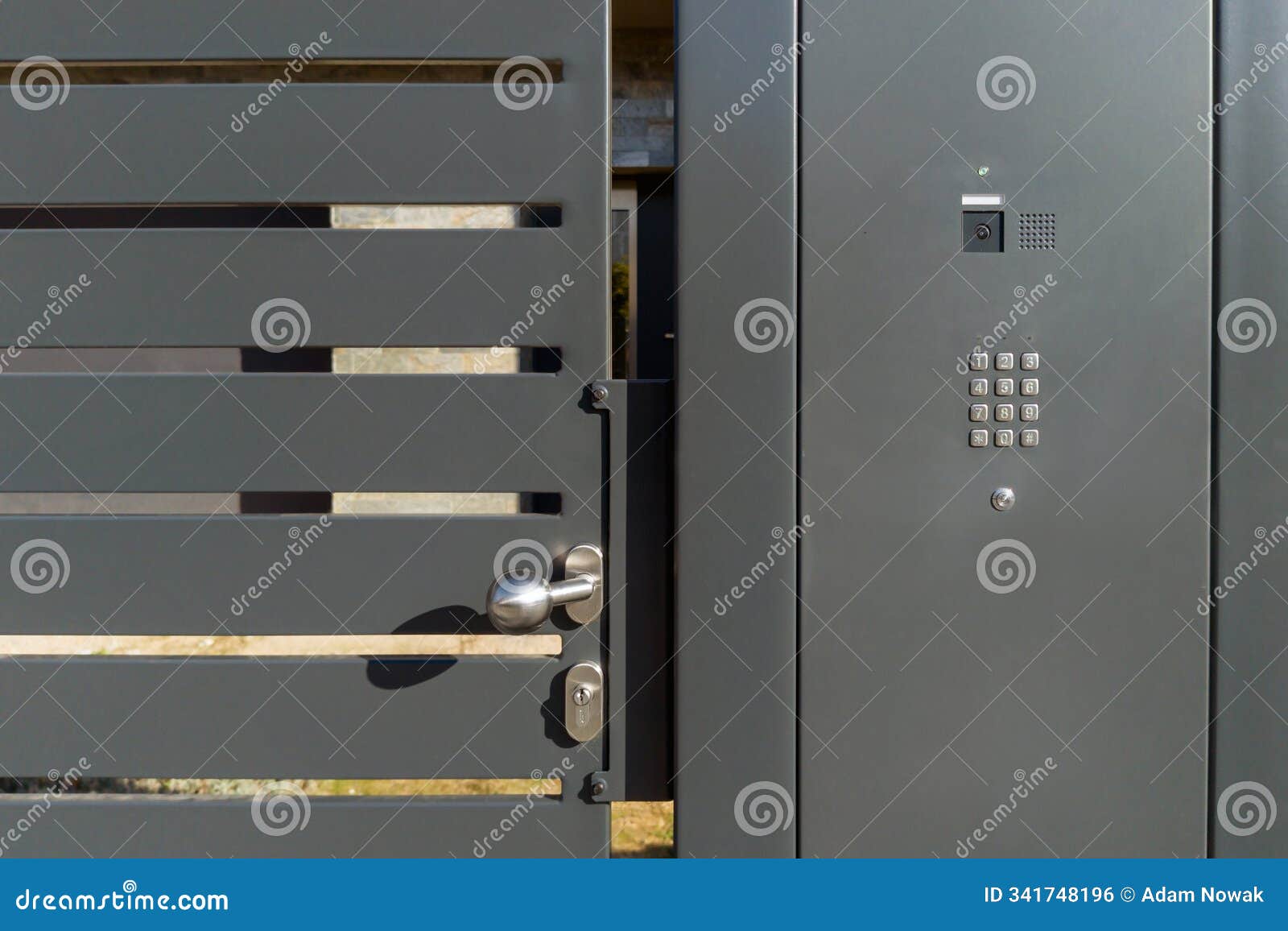 Modern Metal Security Gate with Digital Keypad Stock Illustration ...