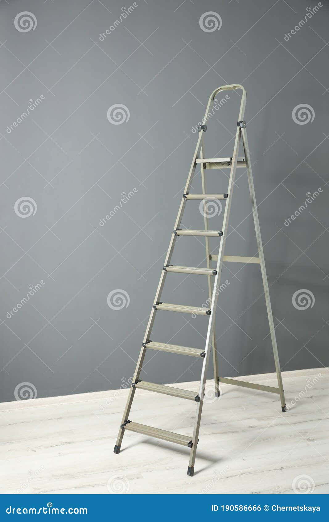 Modern Metal Step Ladder Near Wall Stock Photo - Image of mobility ...