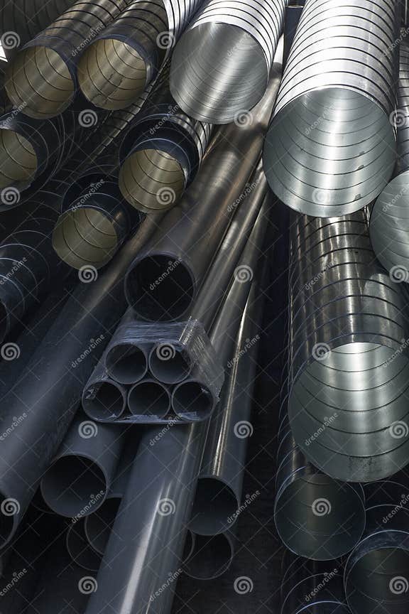 Modern metal tubes stock image. Image of constructing - 81965391