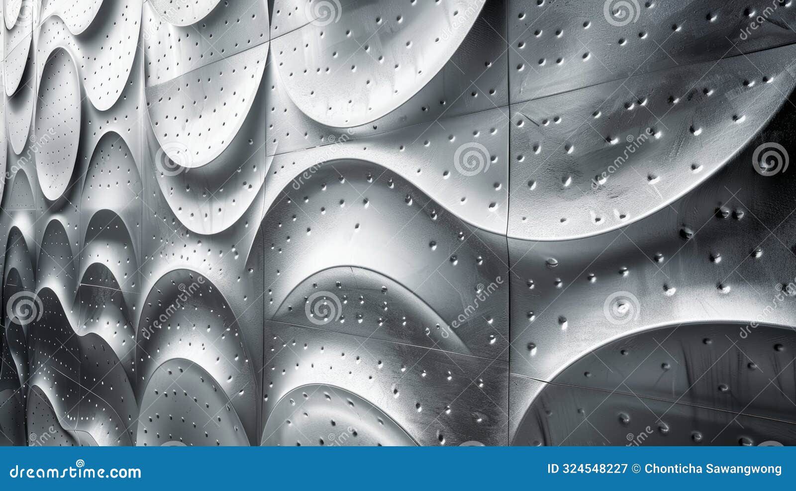 Modern Metal Wall with Artistic Wave Pattern and Perforations Creates a ...