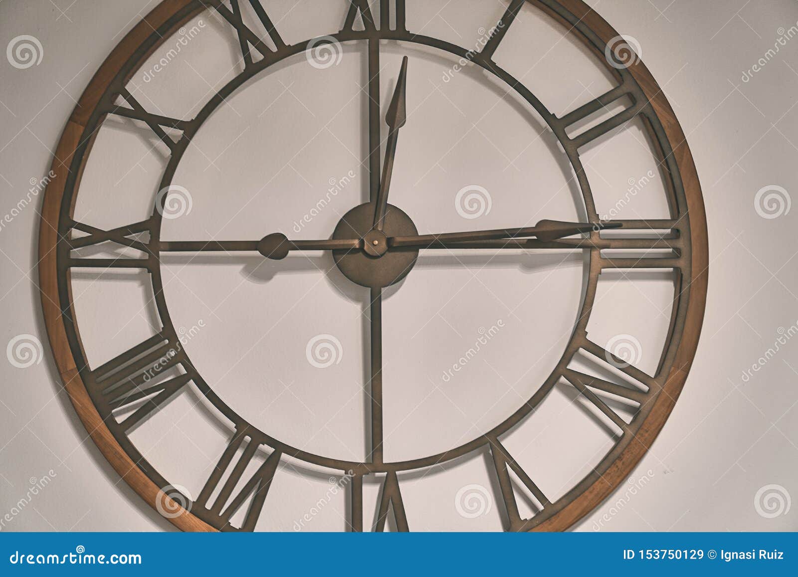 Vintage Metal and Wood Wall Watch. Stock Image - Image of design ...