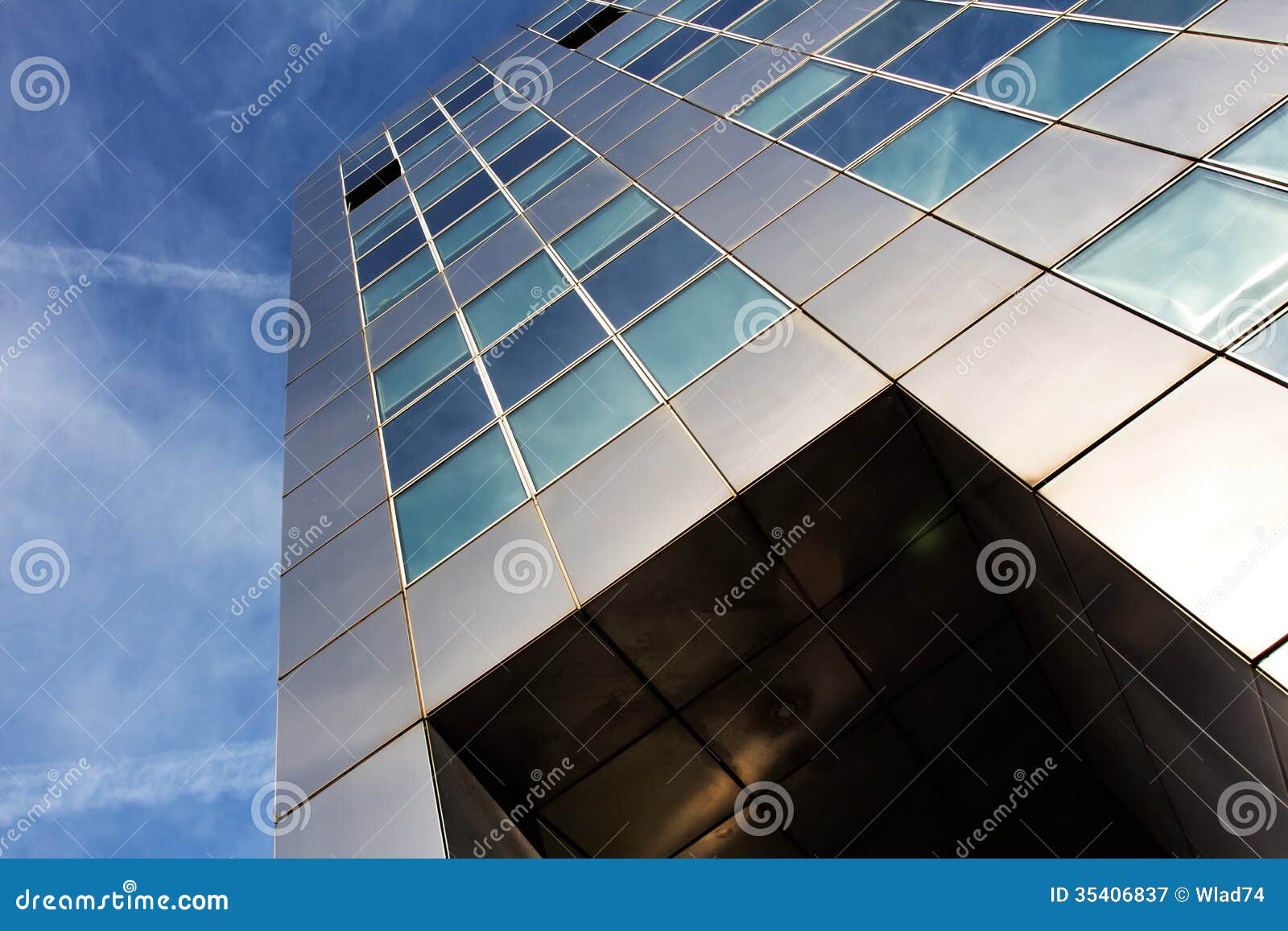 The Modern Metallic Architecture Against a Blue Sky Stock Image - Image ...