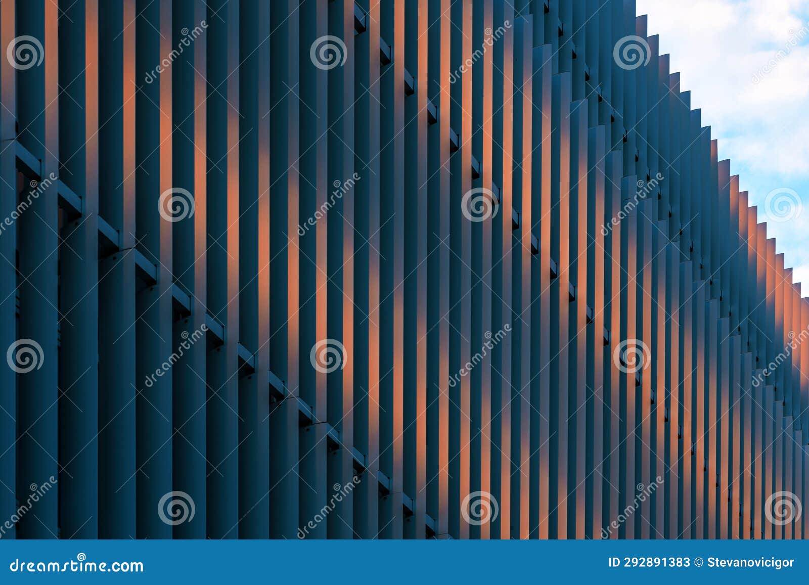 Modern Metallic Facade, Architectural Feature with Stripped Pattern ...