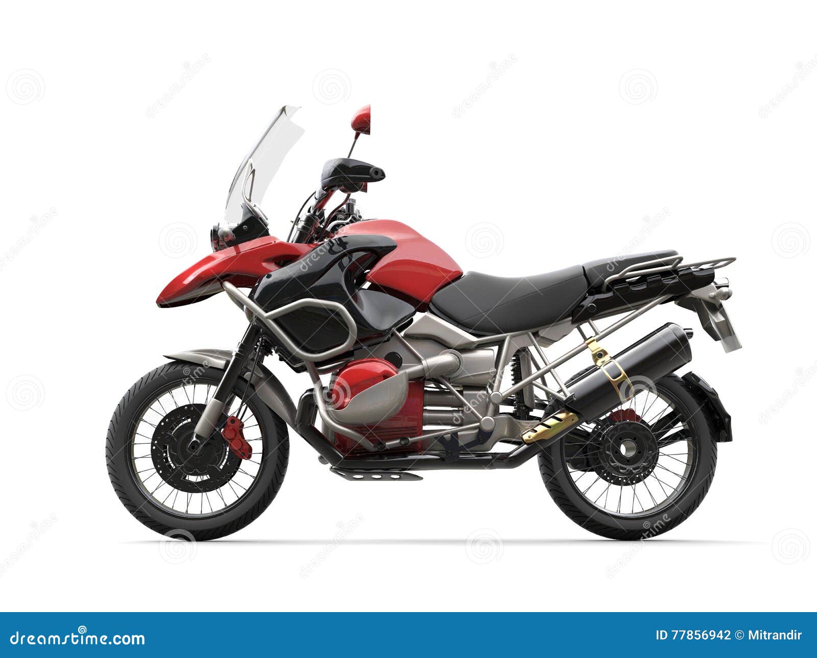 Modern Metallic Orange Road Bike with Windshield - Side View Stock ...