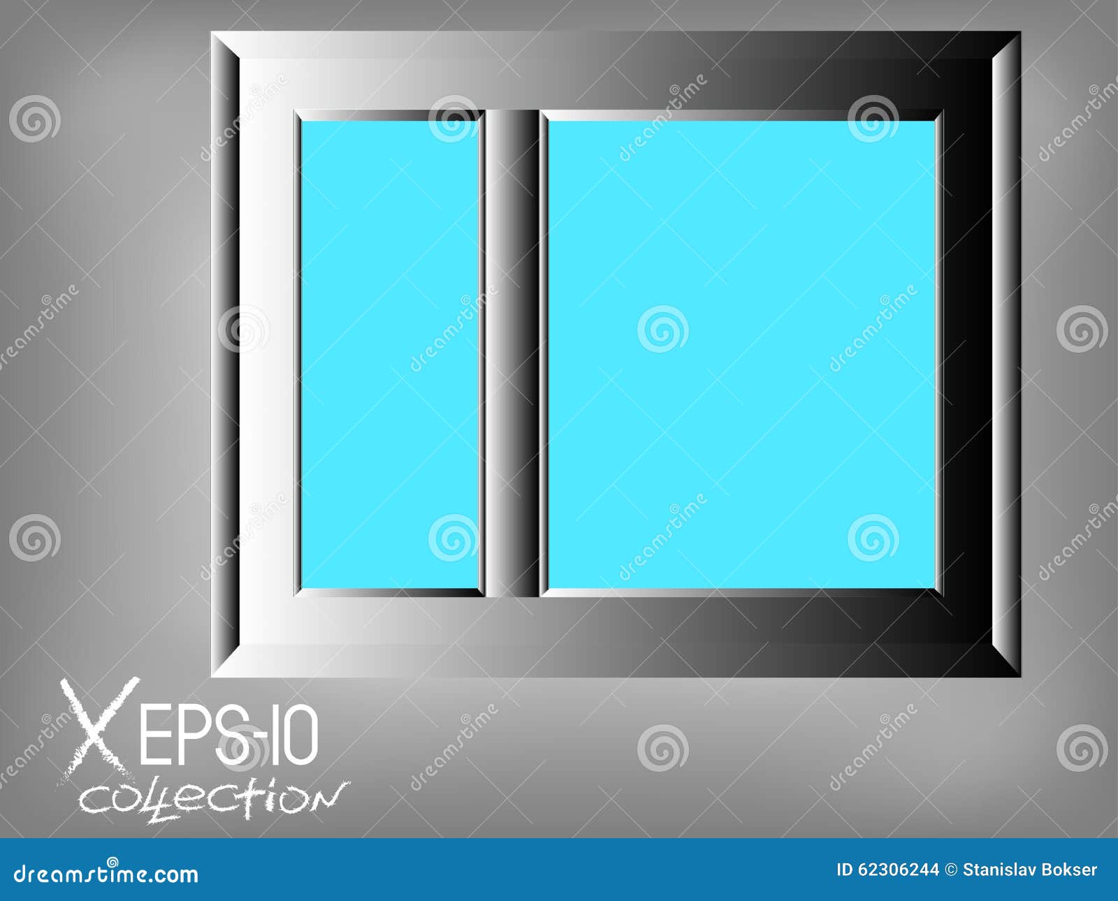 Modern Metallic Window And Grey Wall Stock Vector - Illustration of ...