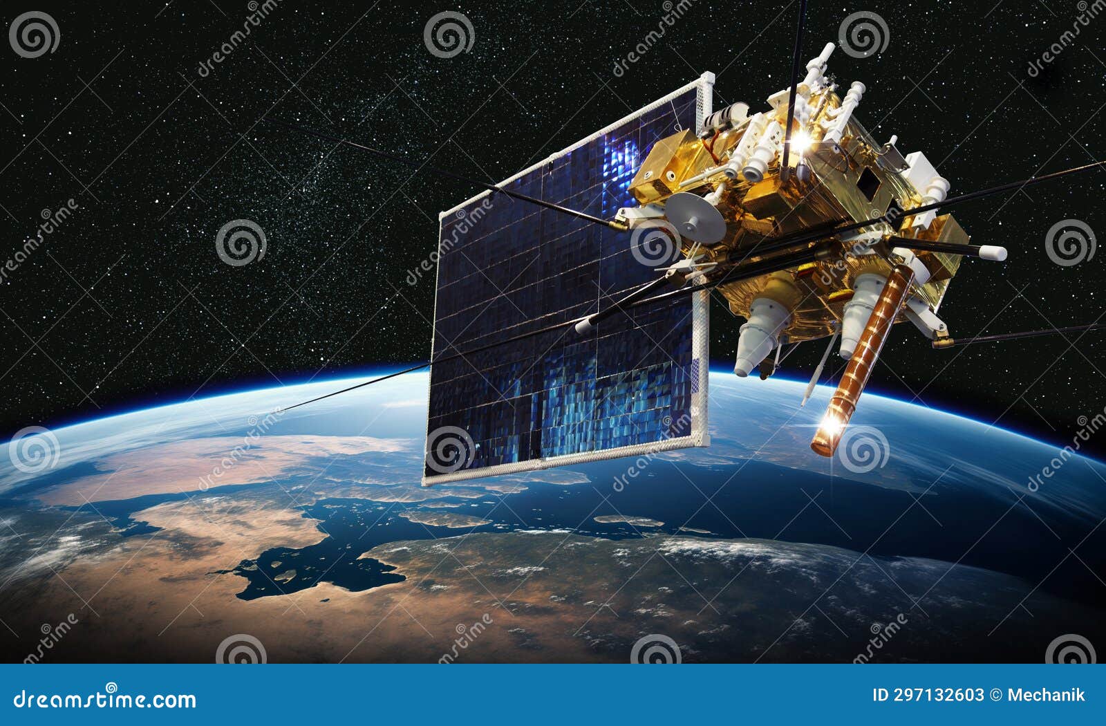 Modern Meteorological Satellite at the Earth Orbit Stock Image - Image ...