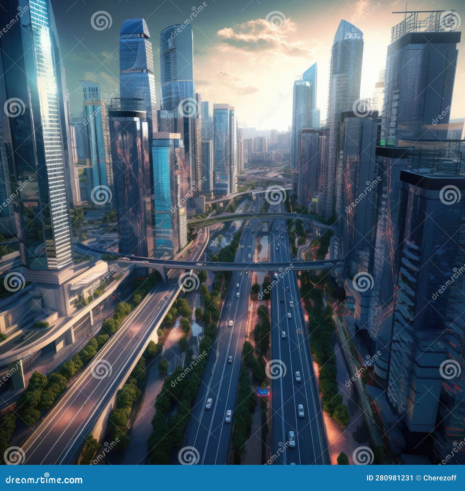 The Modern Metropolis of the Future Stock Illustration - Illustration ...