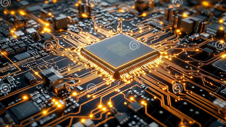 A Modern Microchip 3D Model, Illuminated by Surrounding Network ...