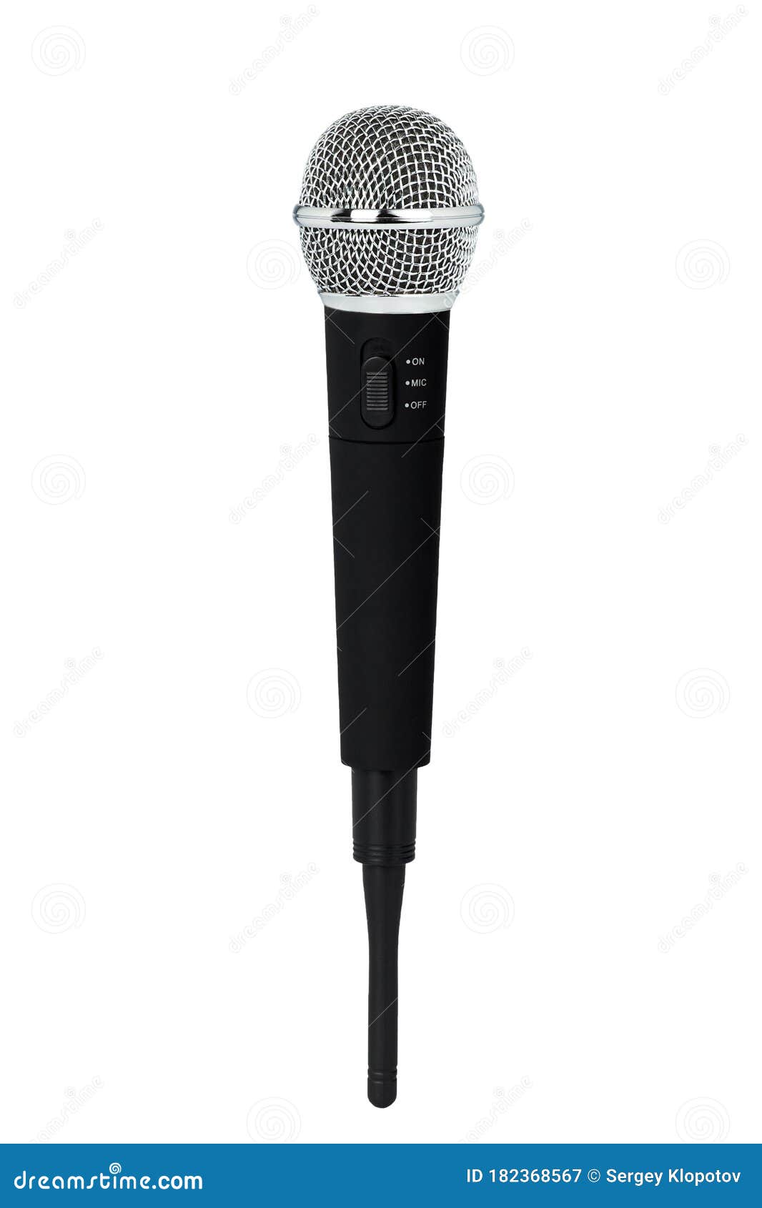 Modern Microphone with Black Handle and Chrome Head Stock Image - Image ...
