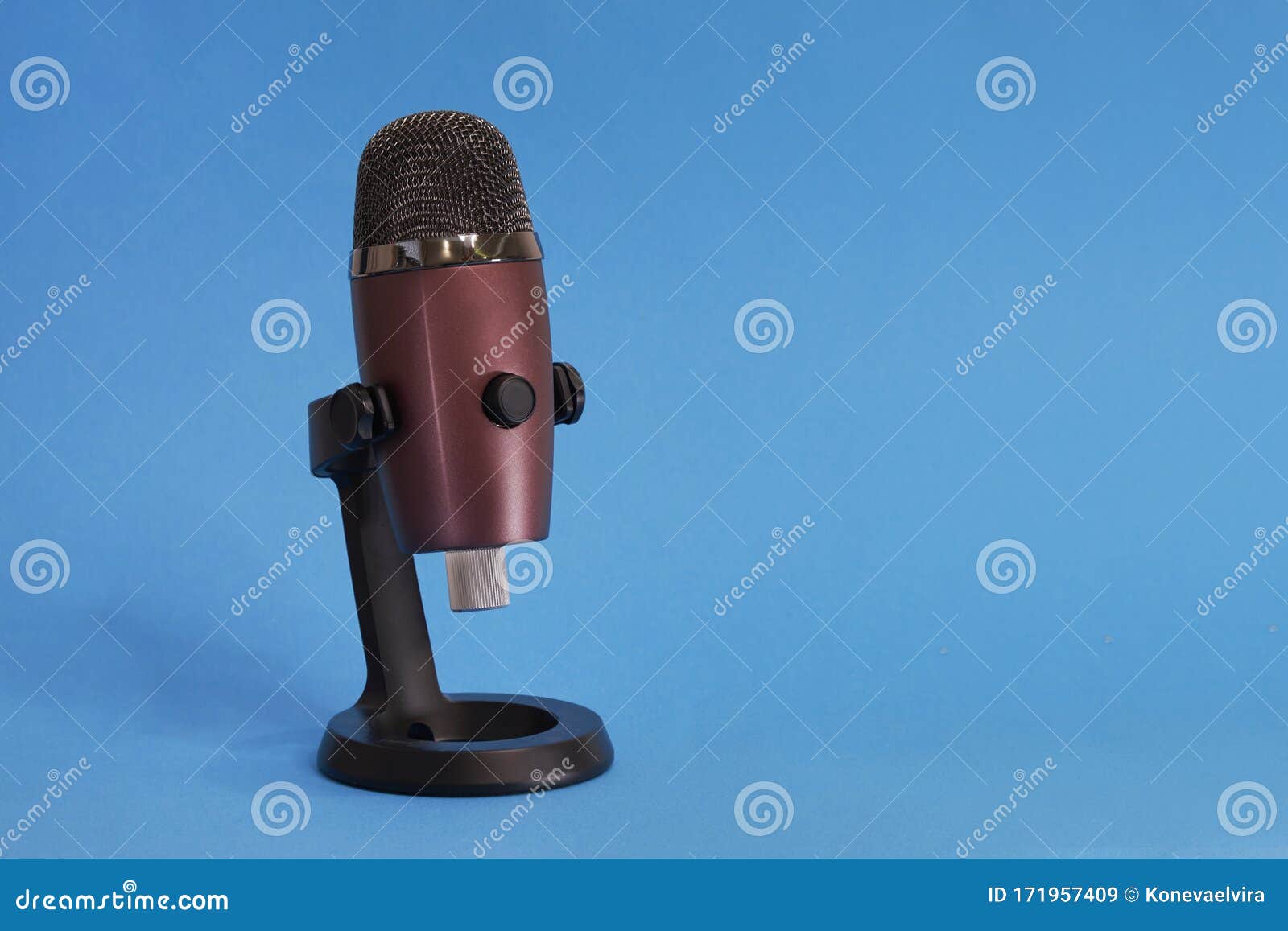 Modern Microphone on the Blue Background, Isolated on Blue Stock Image ...