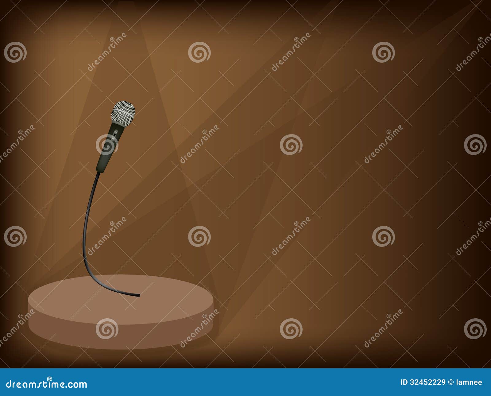 A Modern Microphone on Brown Stage Background Stock Vector ...