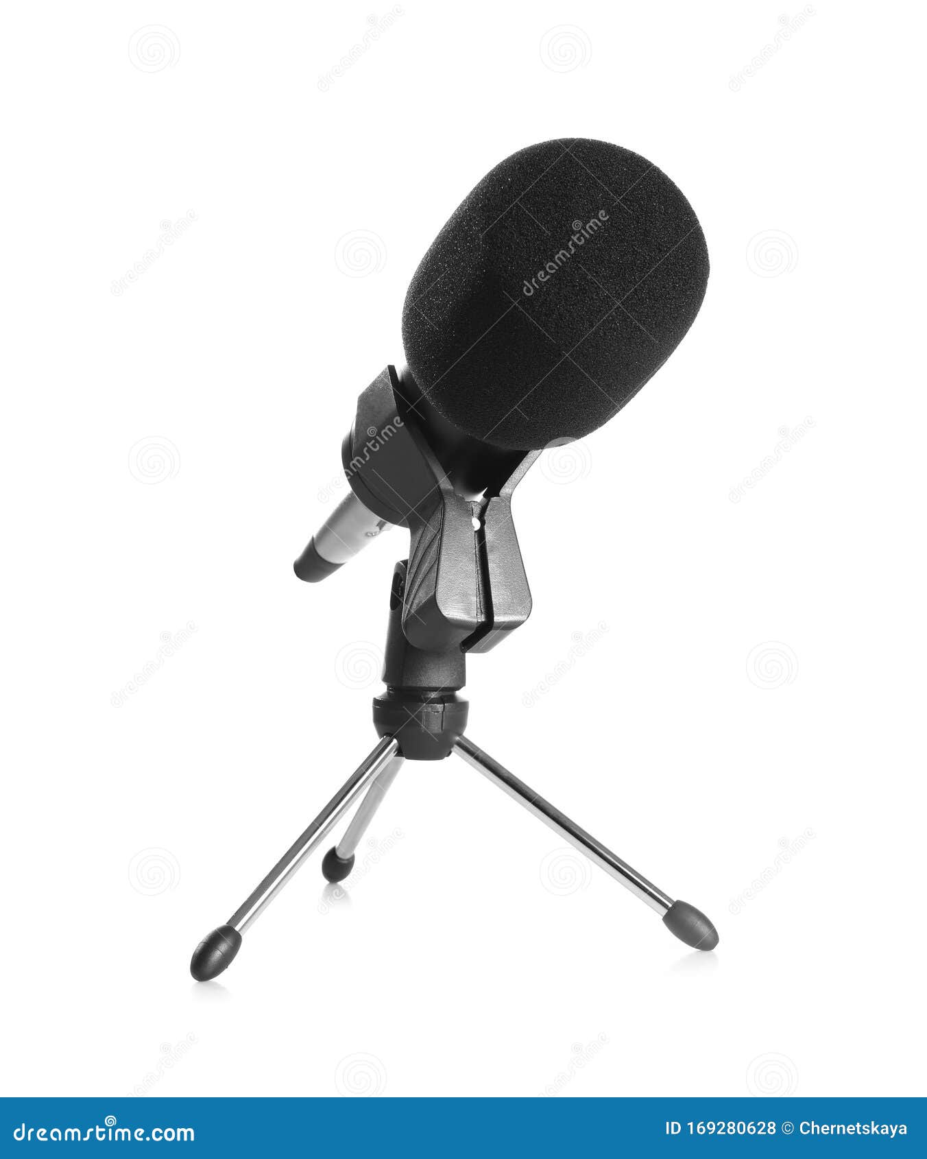 Modern Microphone Isolated on White. Journalist`s Equipment Stock Photo ...