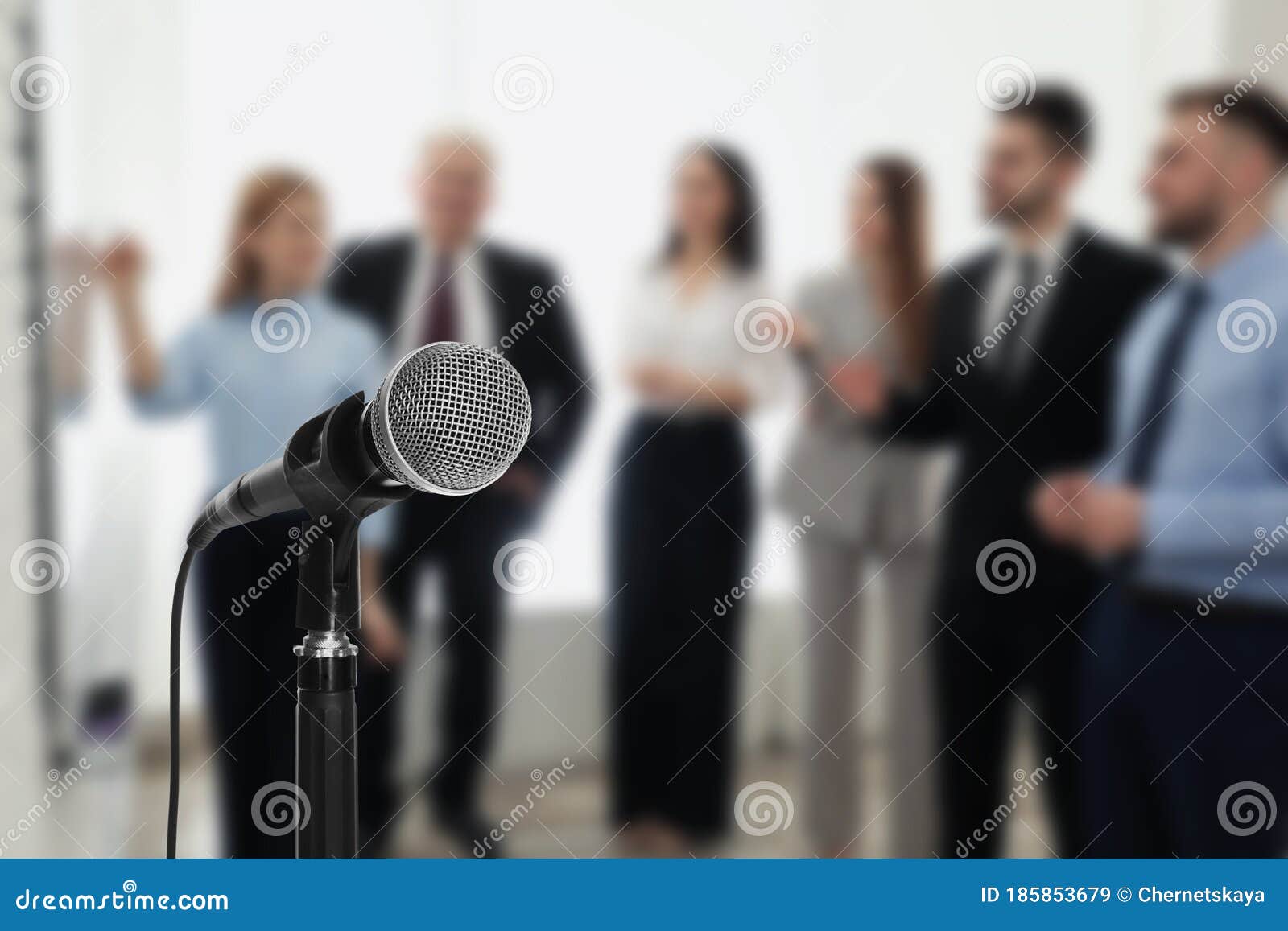 Modern Microphone and People in Office Stock Image - Image of modern ...
