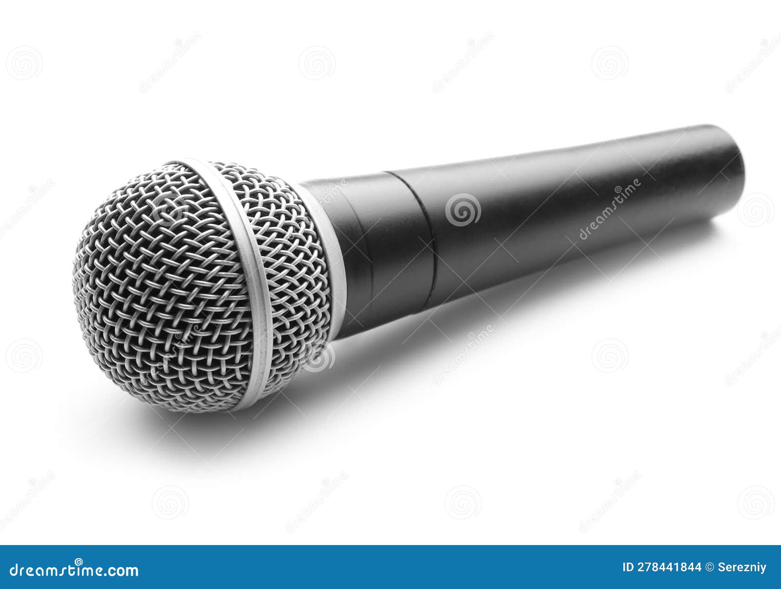 Modern Microphone on White Background Stock Photo - Image of interview ...