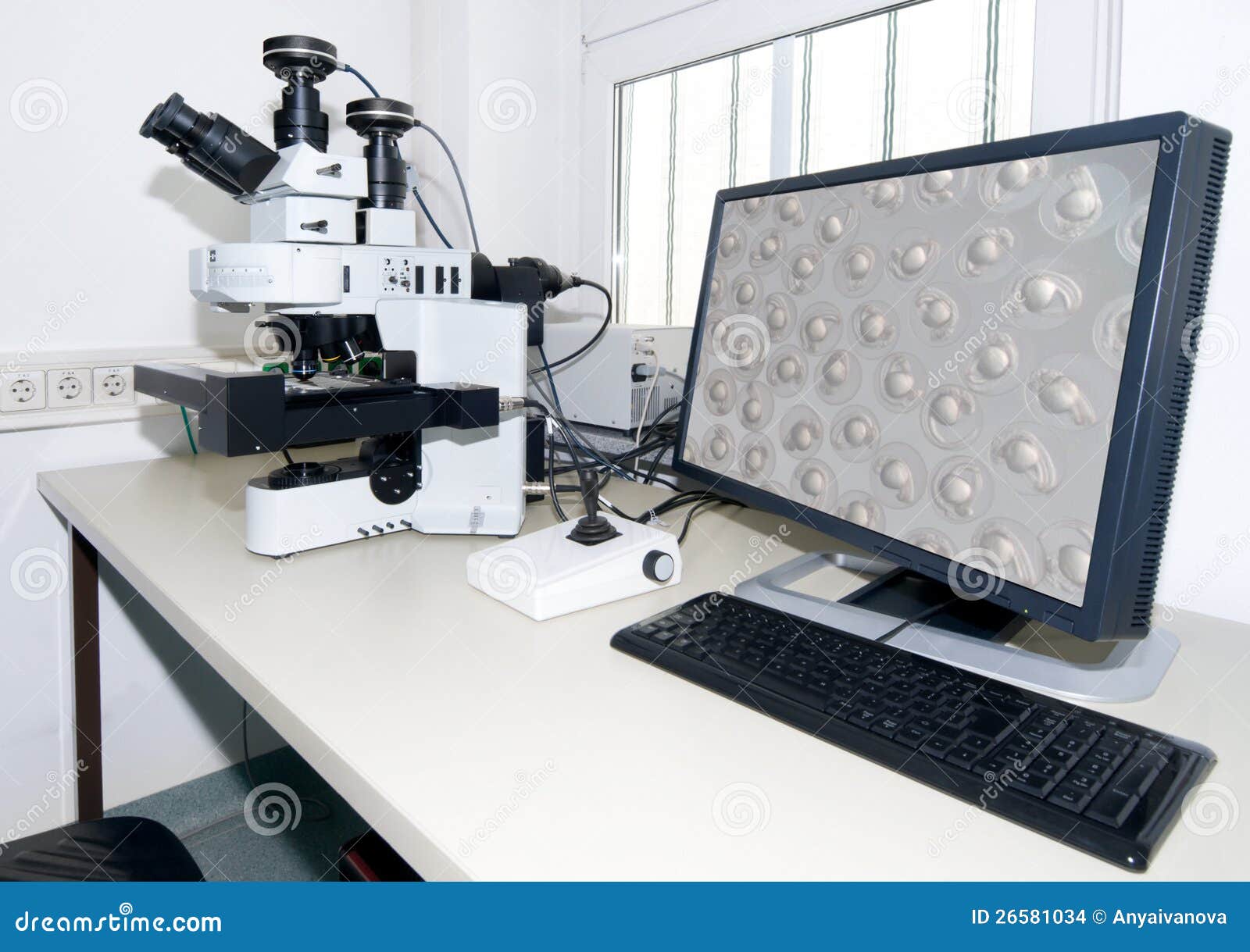 Modern microscope stock photo. Image of danio, workstation - 26581034