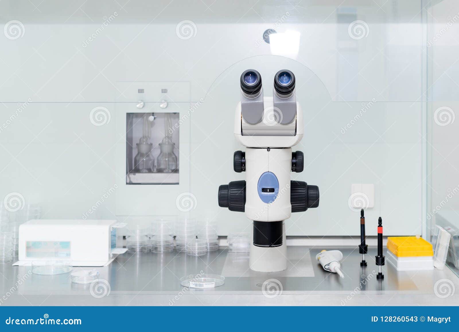 Modern Microscope in Biotech Lab. Equipment in Laboratory of ...