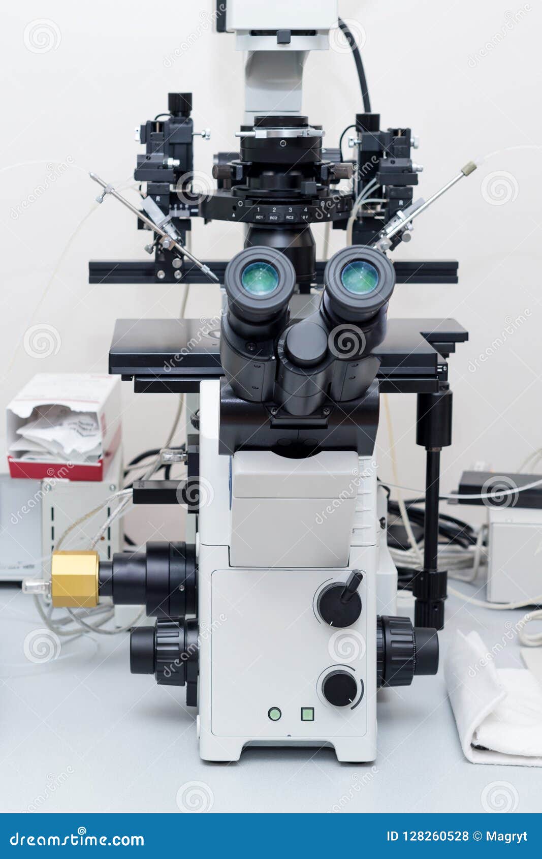 Modern Microscope in Biotech Lab. Equipment in Laboratory of ...