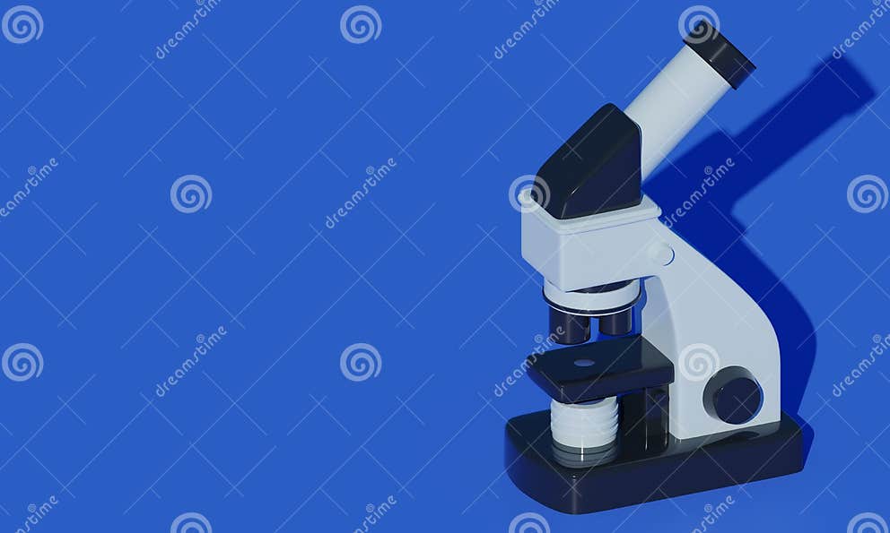 Modern Microscope on Blue Background. 3d Rendering Stock Illustration ...