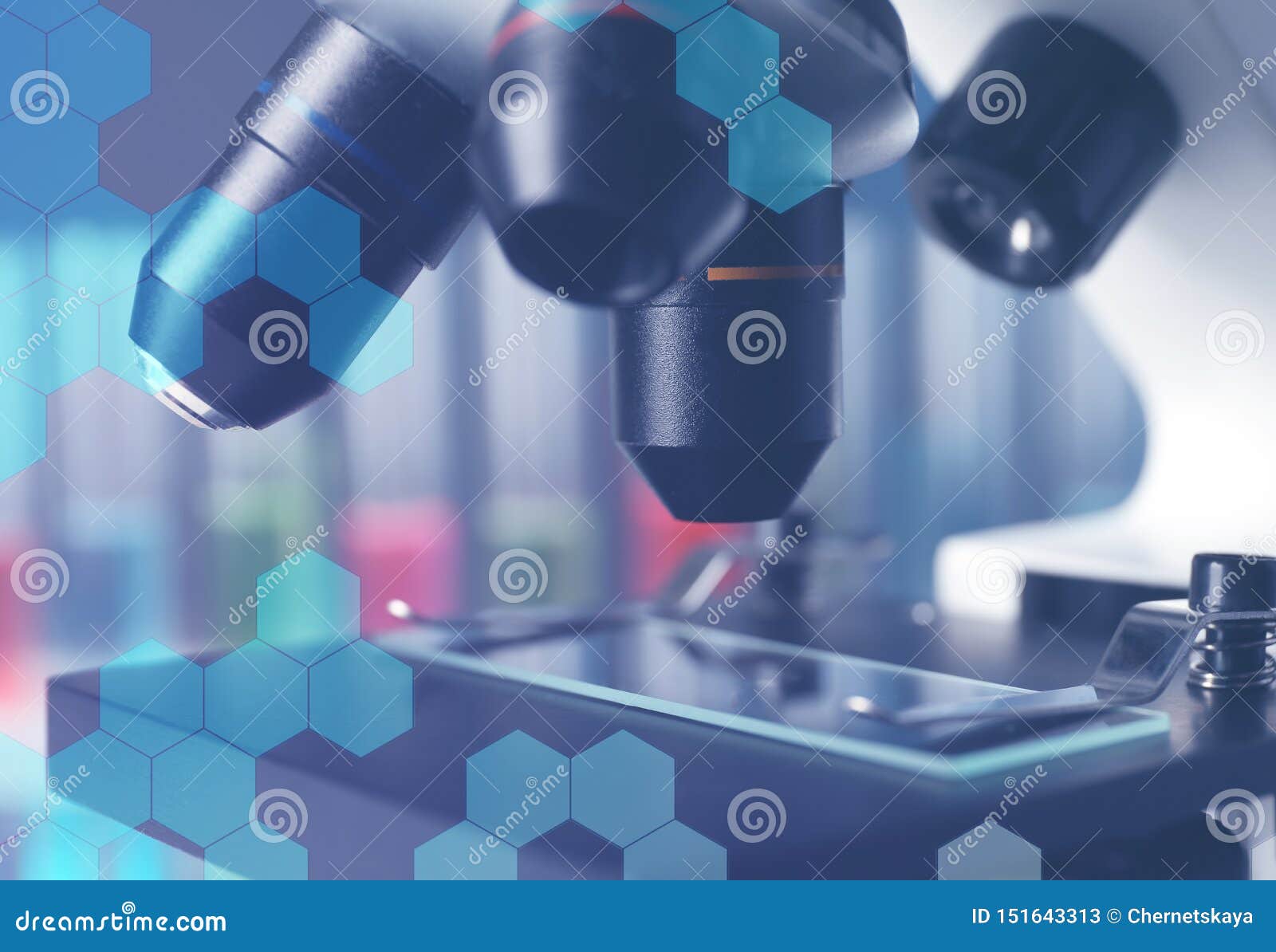 Modern Microscope with Different Lenses, Closeup Stock Image - Image of ...