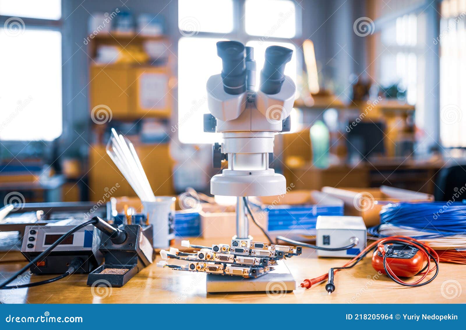 Modern Microscope, Electronic Components in a Scientific Laboratory ...