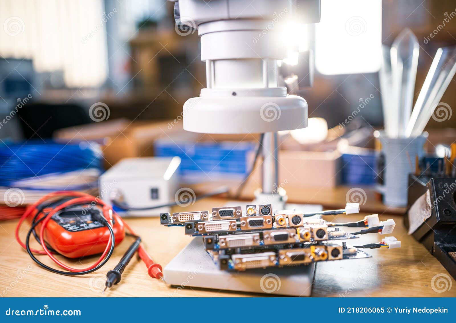 Modern Microscope, Electronic Components in a Scientific Laboratory ...