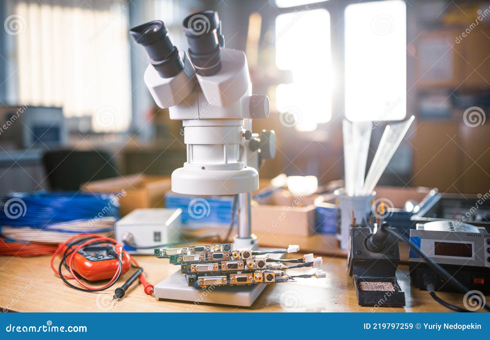 Modern Microscope, Electronic Components in a Scientific Laboratory ...