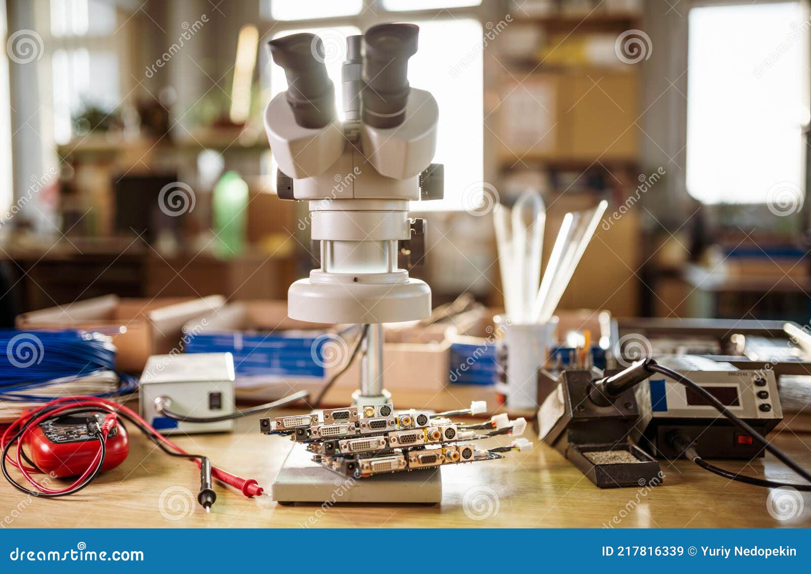 Modern Microscope, Electronic Components in a Scientific Laboratory ...