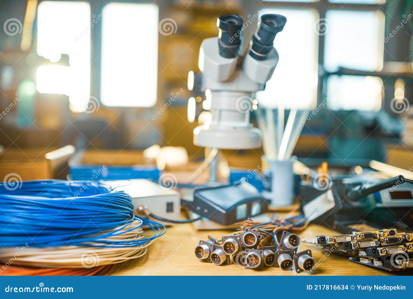 Modern Microscope, Electronic Components in a Scientific Laboratory ...