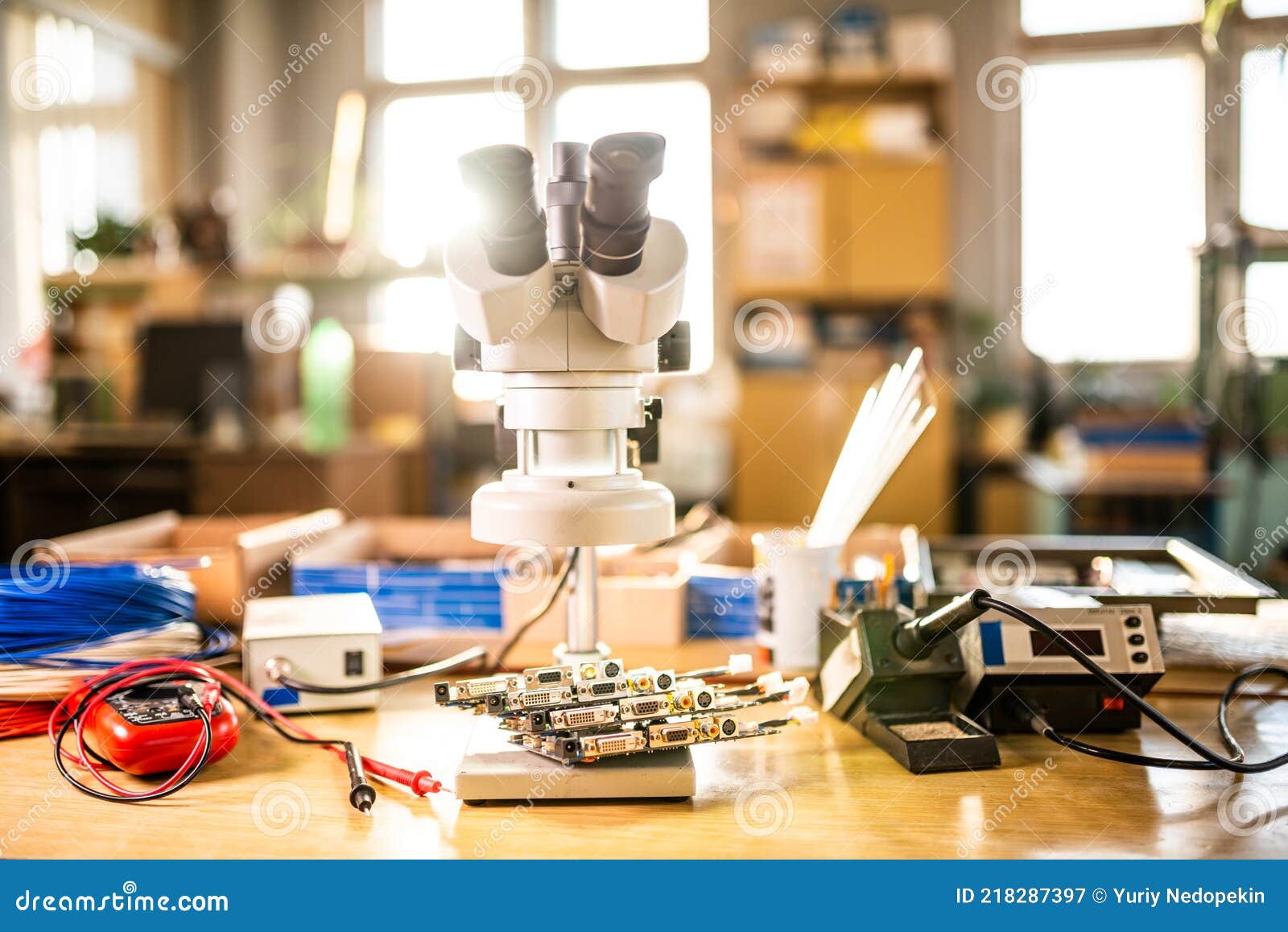 Modern Microscope, Electronic Components in a Scientific Laboratory ...