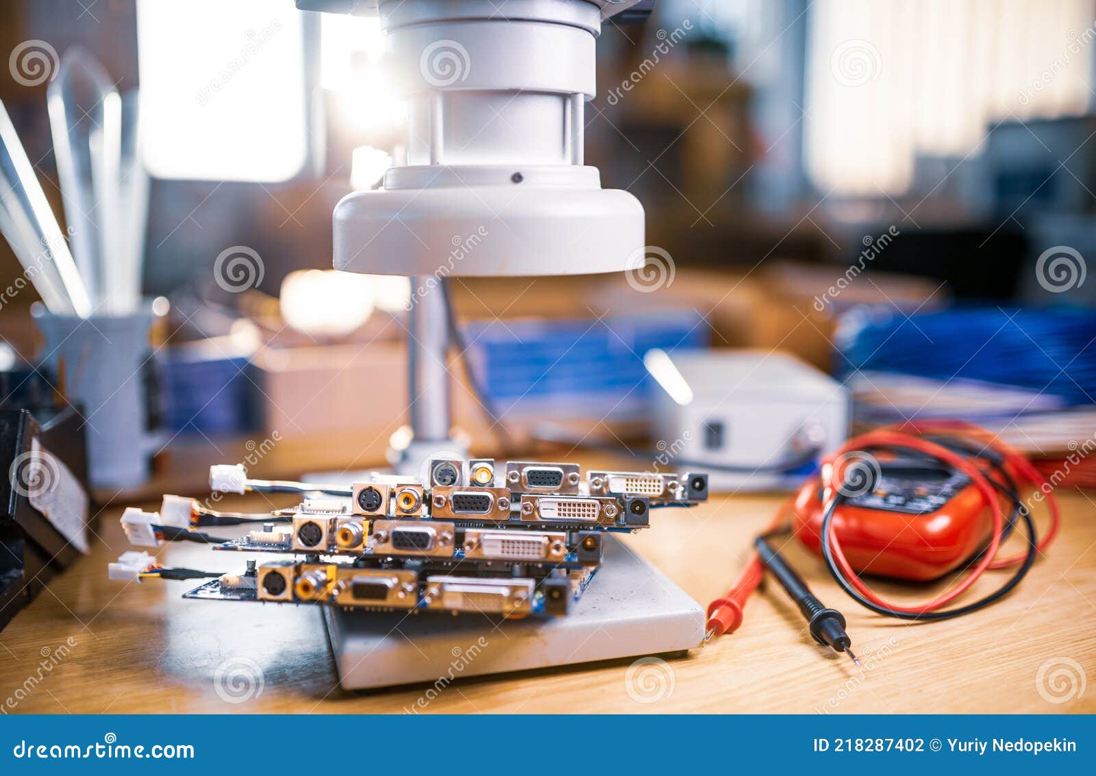 Modern Microscope, Electronic Components in a Scientific Laboratory ...