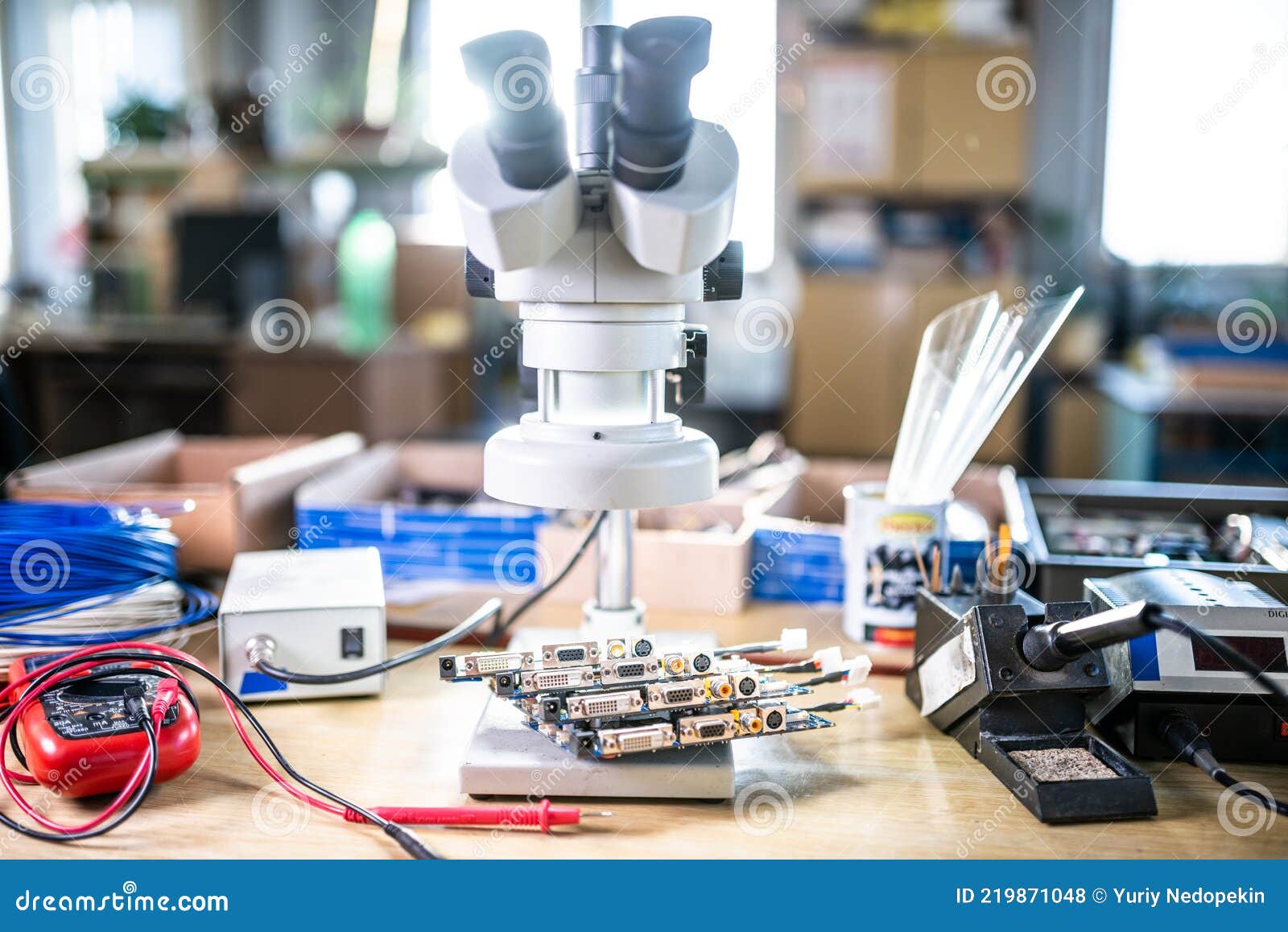 Modern Microscope, Electronic Components in a Scientific Laboratory ...