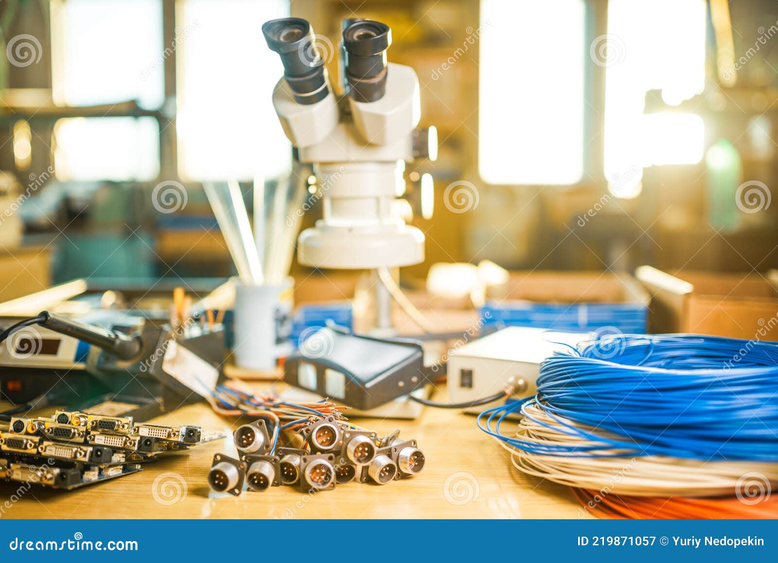 Modern Microscope, Electronic Components in a Scientific Laboratory ...