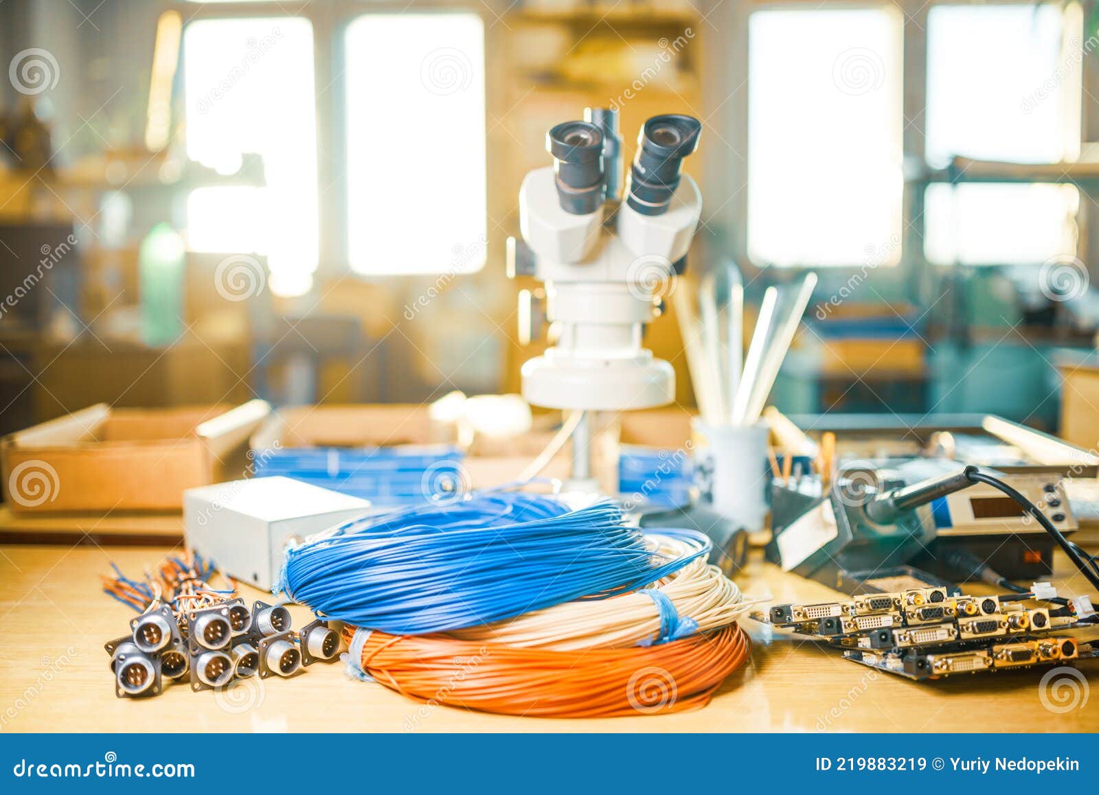 Modern Microscope, Electronic Components in a Scientific Laboratory ...