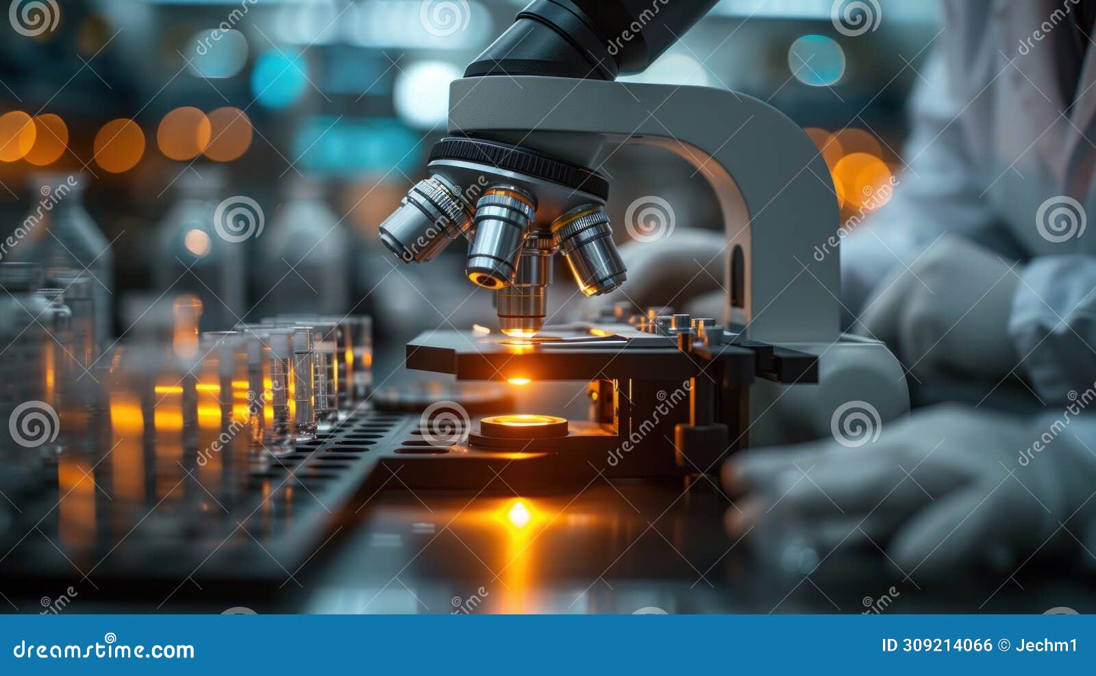 Modern Microscope in a High-Tech Laboratory Stock Illustration ...