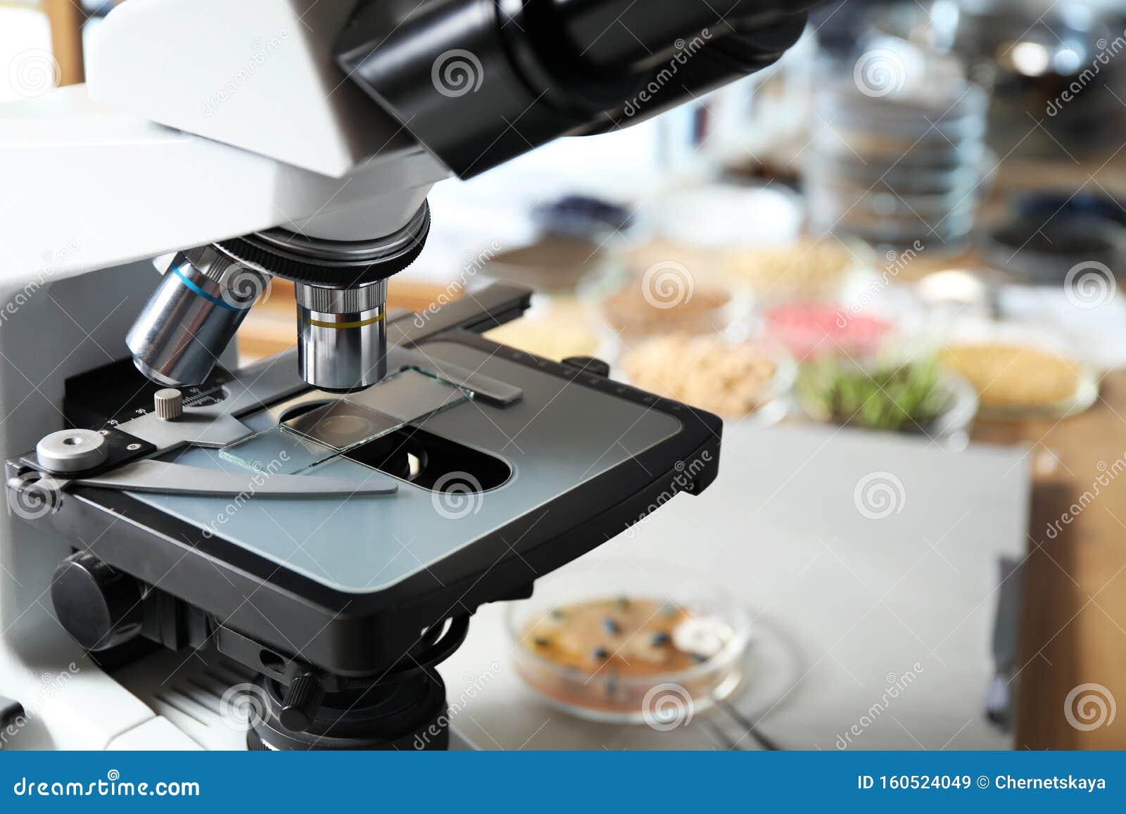 Modern Microscope in Laboratory. Phytopathological Analysis Stock Image ...