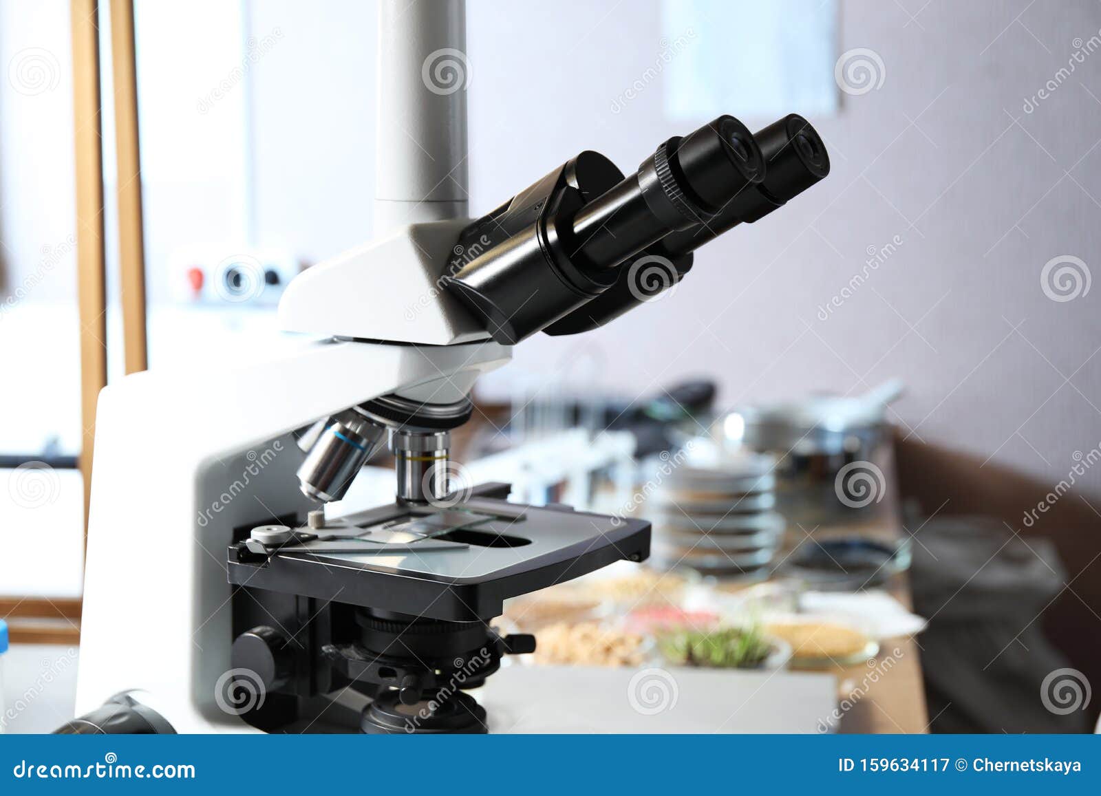 Modern Microscope in Laboratory. Phytopathological Analysis Stock Image ...