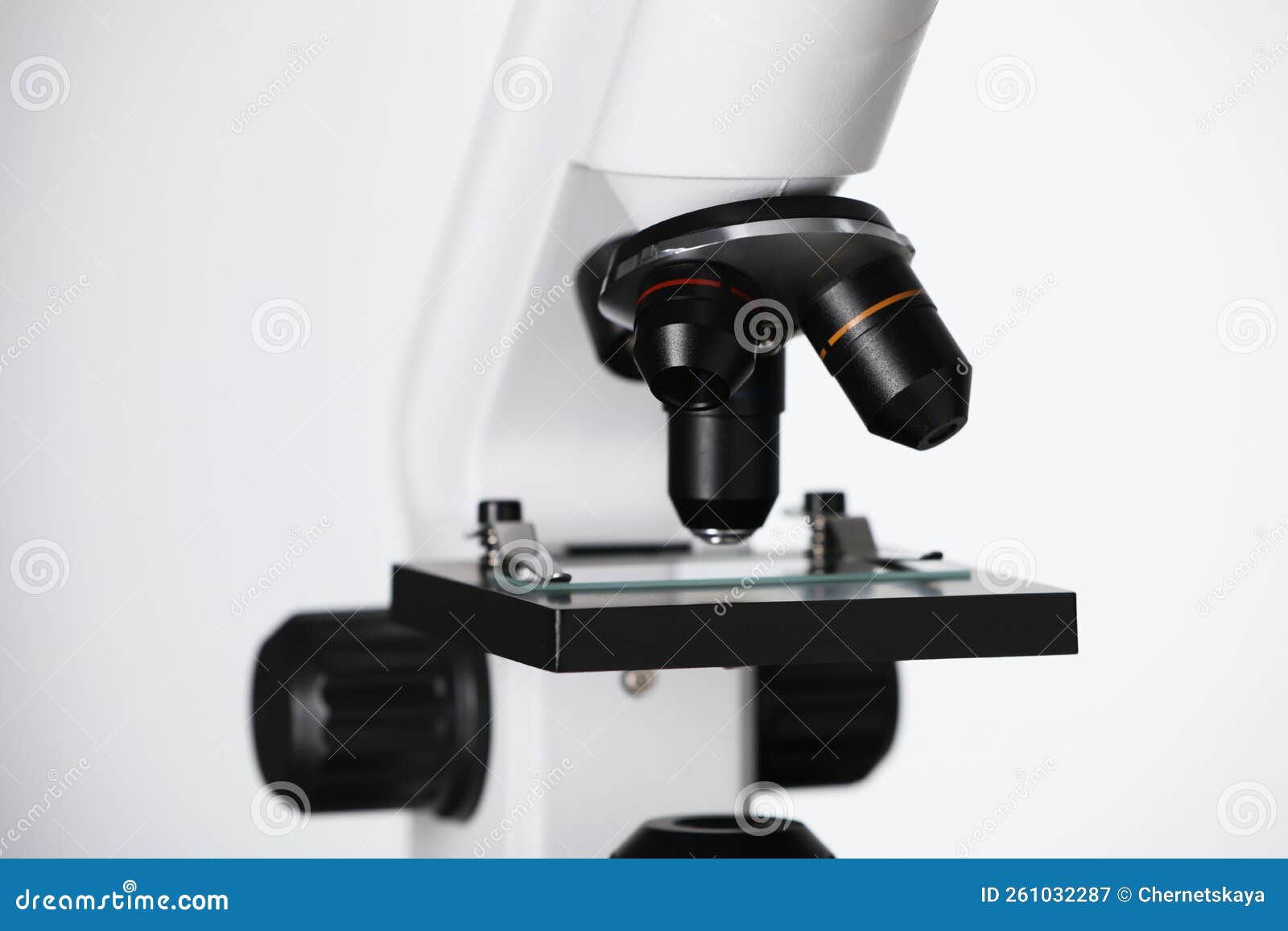 Modern Microscope on Light Background, Closeup. Medical Equipment Stock ...