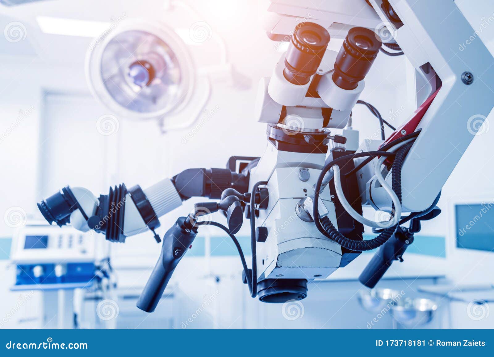 Modern Microscope for Operations in Surgery Room at the Hospital. Stock ...