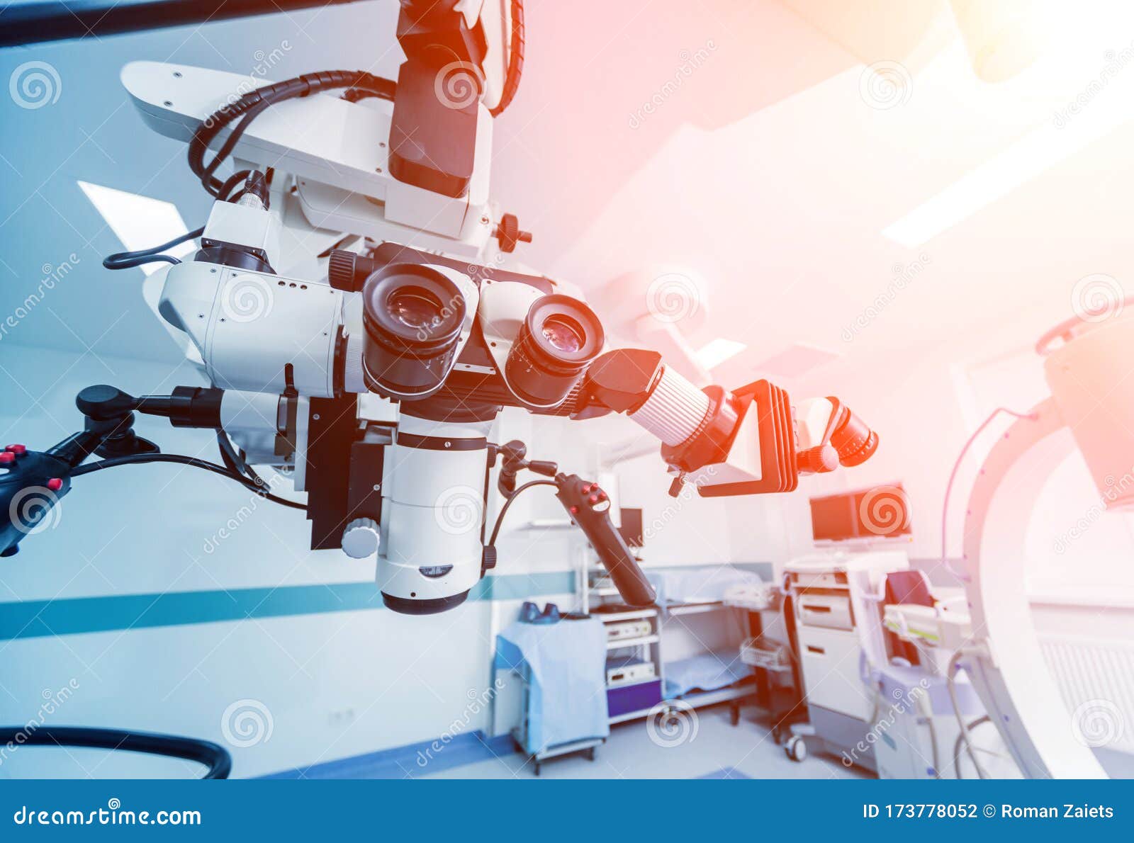 Modern Microscope for Operations in Surgery Room at the Hospital. Stock ...
