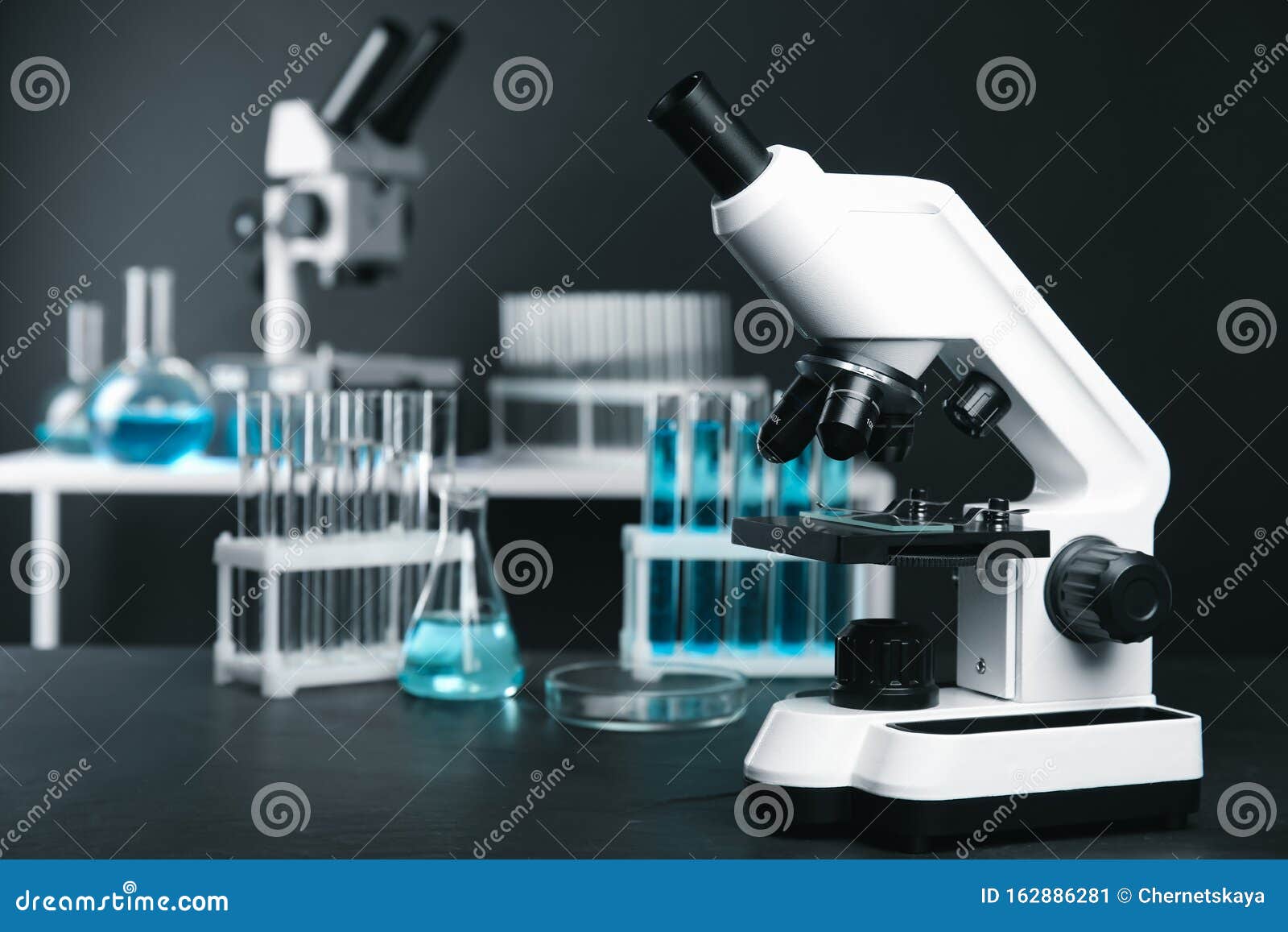 Modern Microscope on Table. Medical Equipment Stock Image - Image of ...